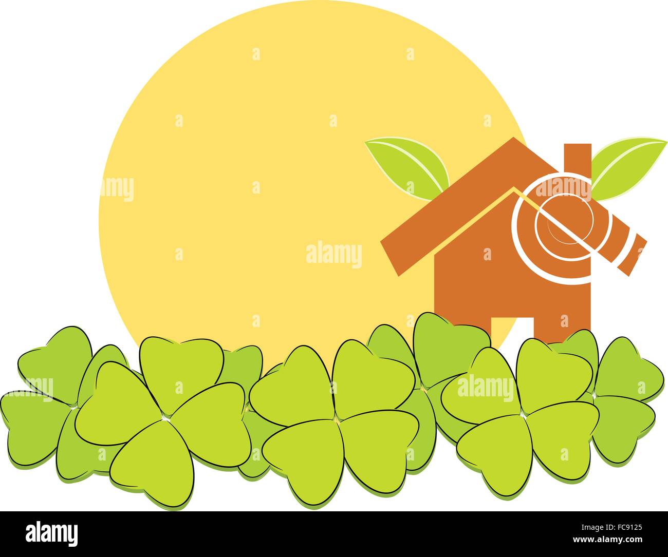 Home green color in the environment concept illustration Stock Vector ...