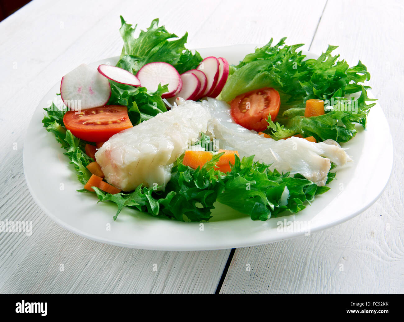 Seared cod salad Stock Photo - Alamy