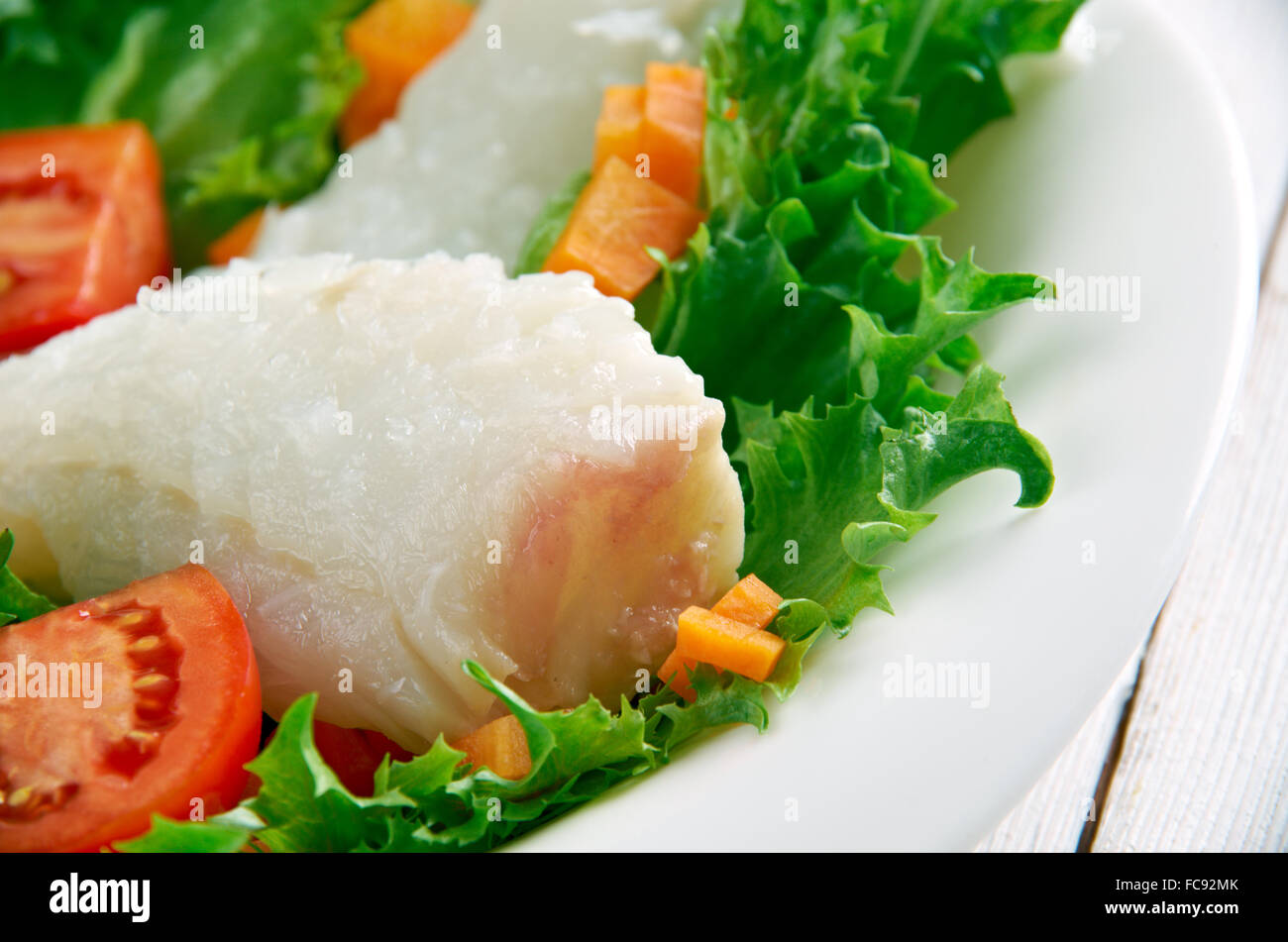 Seared cod salad Stock Photo - Alamy