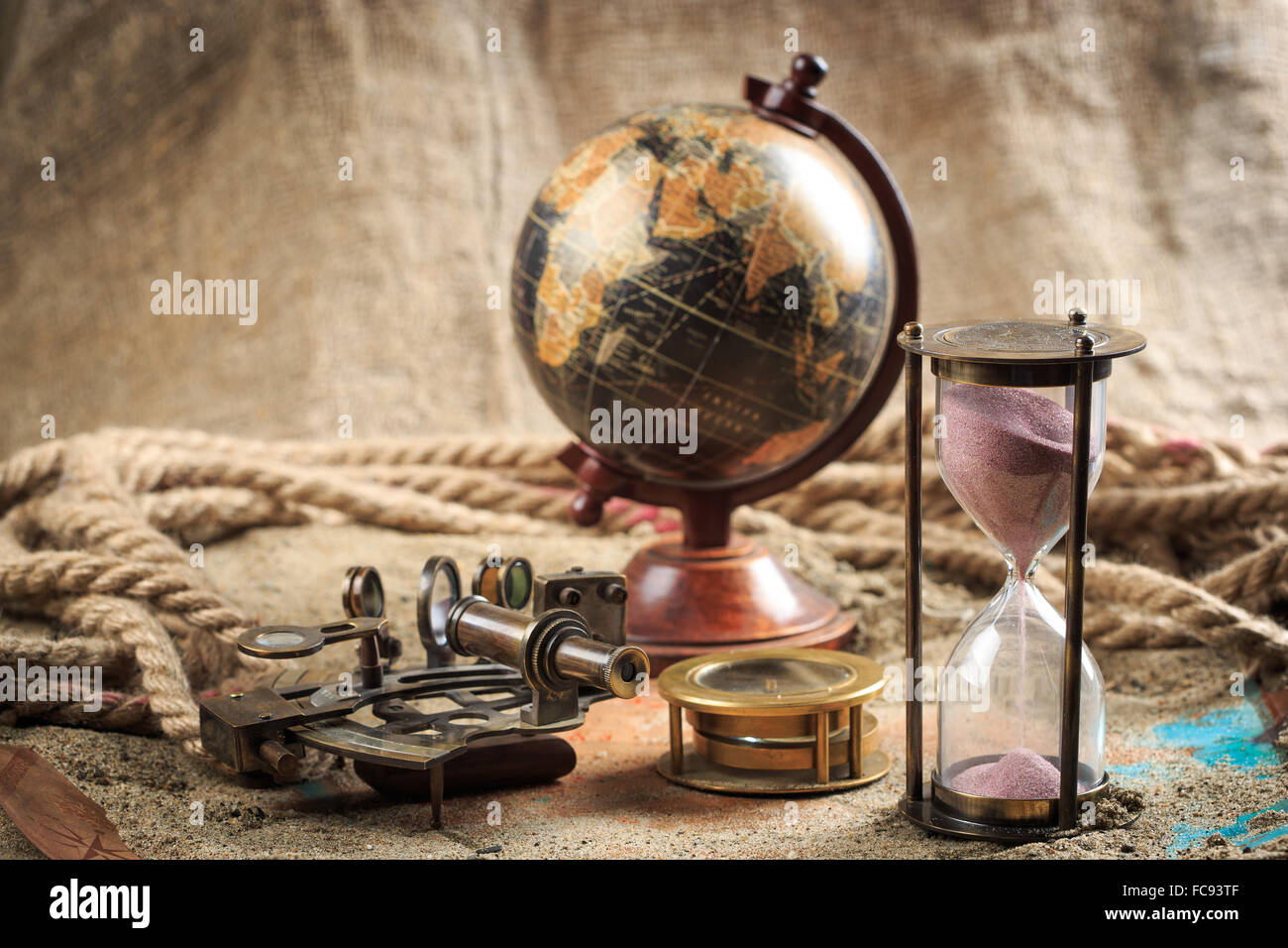 Old navigational instruments hi-res stock photography and images - Alamy