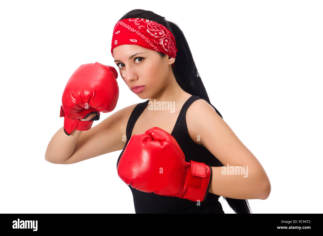 The woman boxer isolated on the white Stock Photo - Alamy