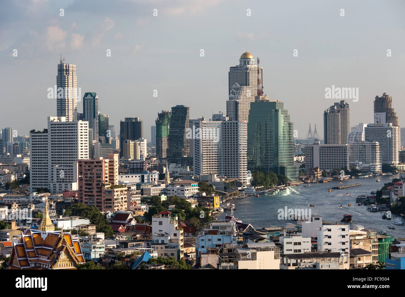 City view, skyscrapers of Bang Rak Financial District, Silom District ...