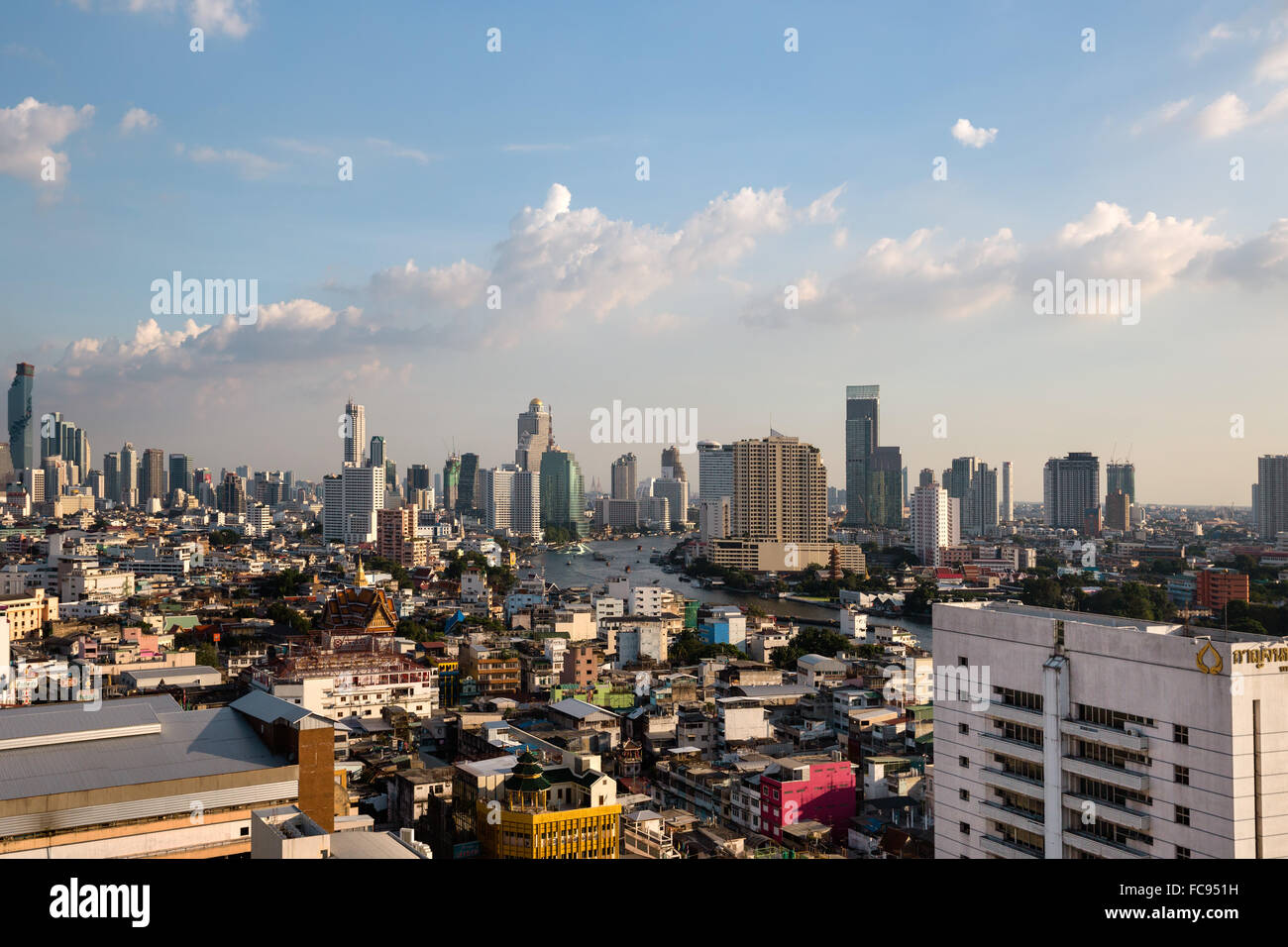 City view, skyline, skyscrapers, Bang Rak Finance District, Silom ...
