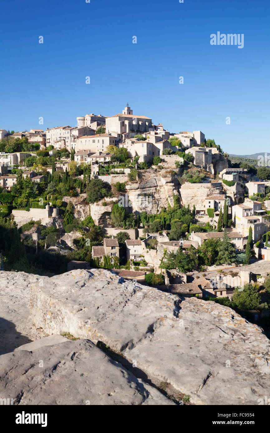Hilltop village of Gordes with castle and church, Provence, Provence ...