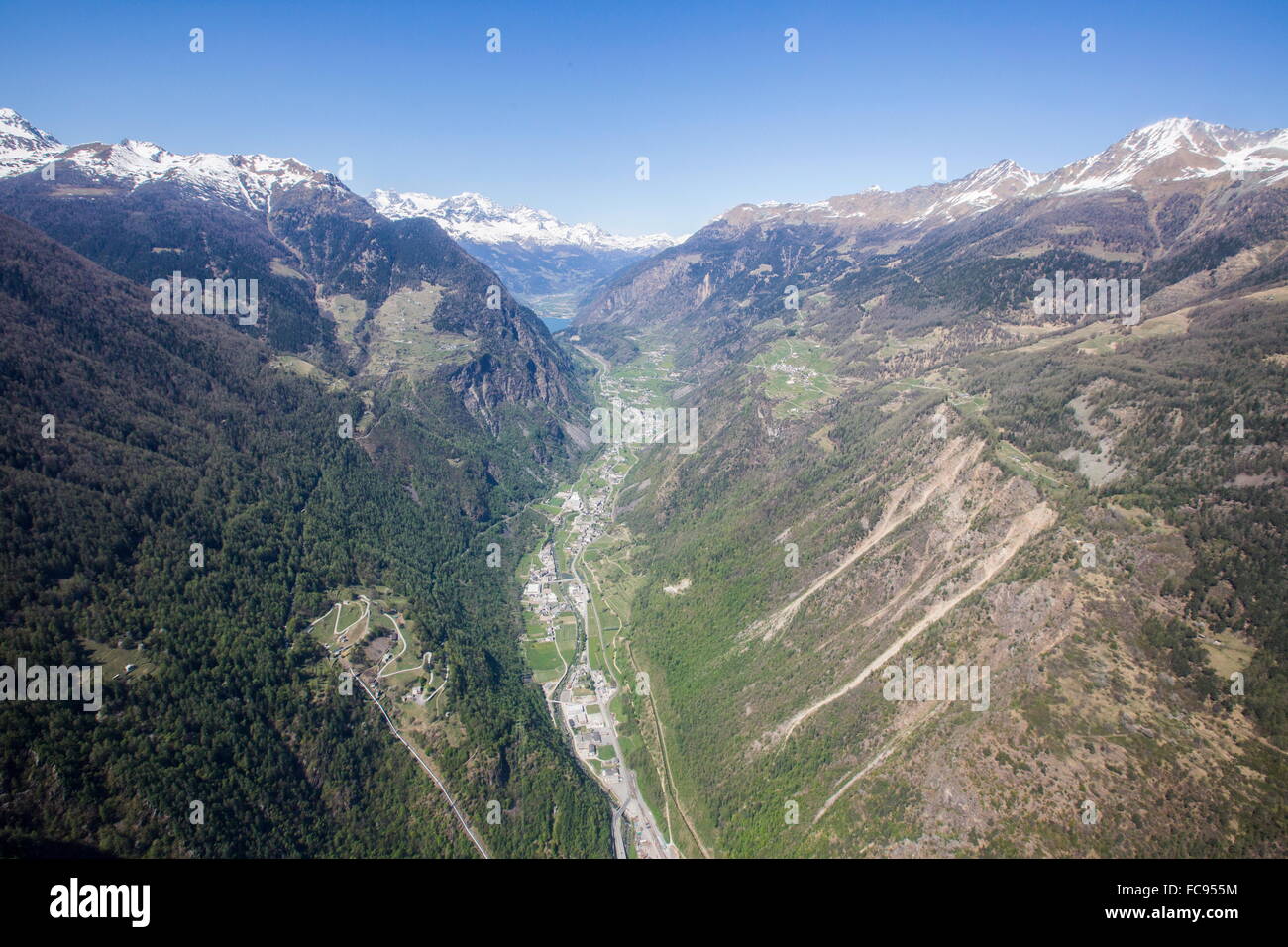 Aerial view of Poschiavo Valley, Graubunden (Grisons), Switzerland ...