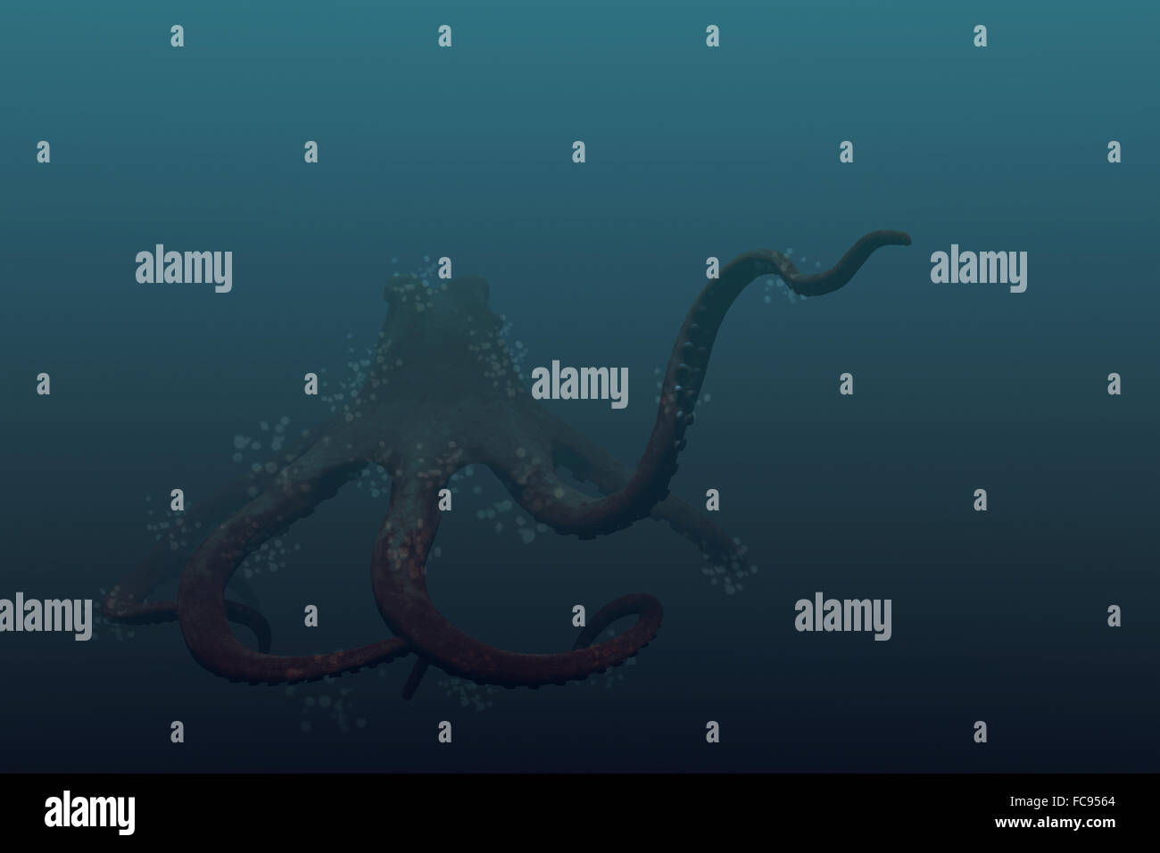 giant pacific octopus into the blue deep Stock Photo - Alamy