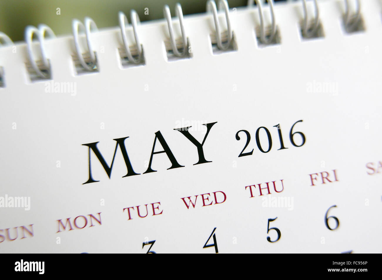Close up calendar of May 2016 Stock Photo - Alamy