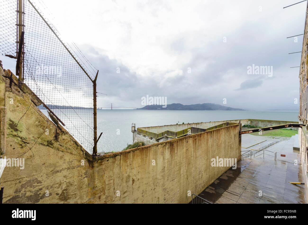 The Recreation Yard on Alcatraz Penitentiary island, now a museum, in ...