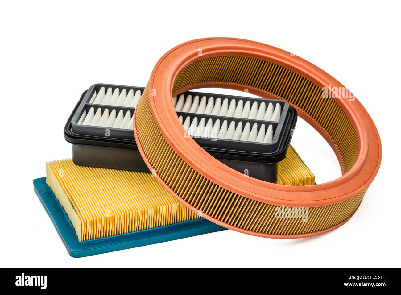Car filters close-up, auto spare part, isolated on white background ...