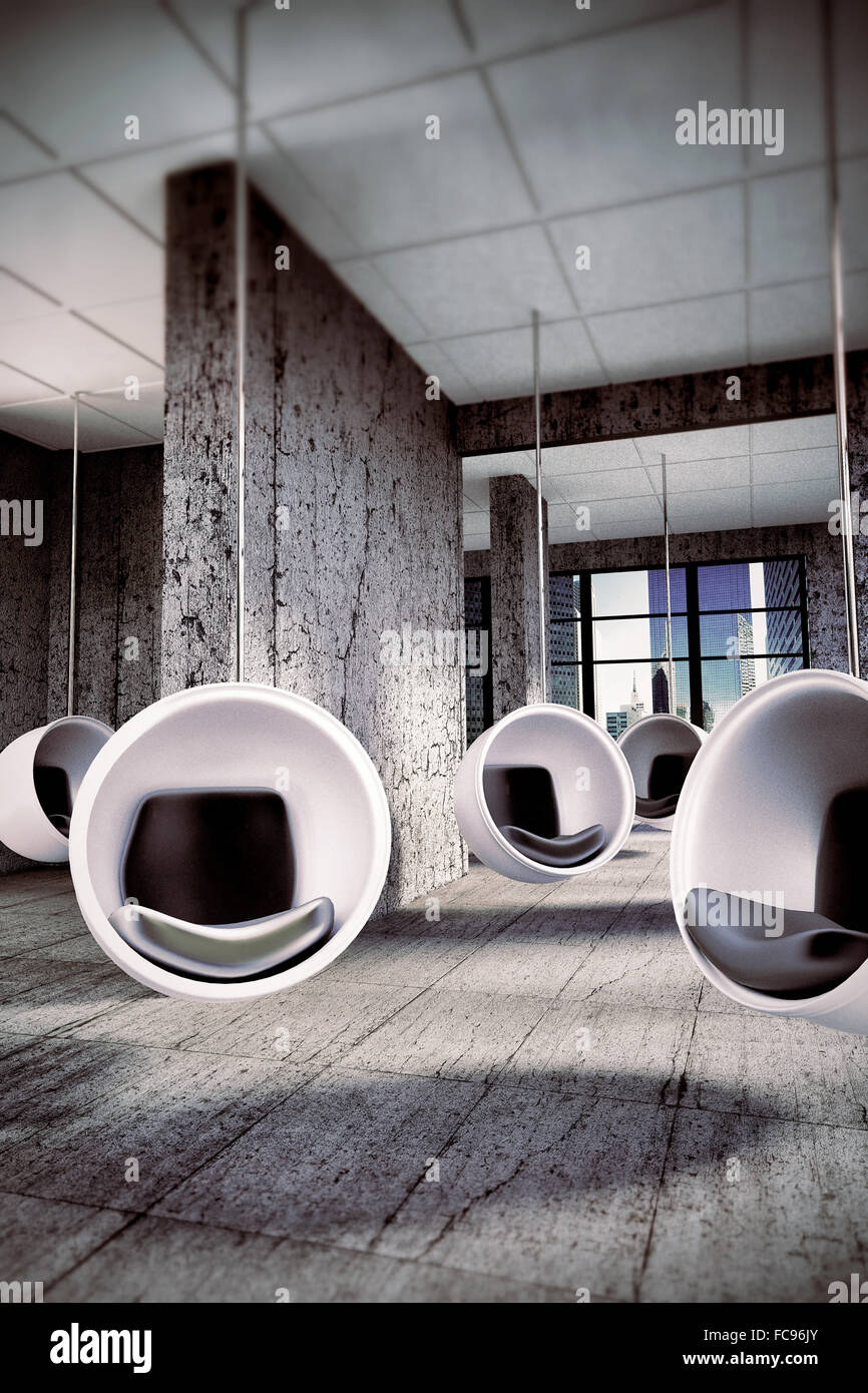 skyscraper interior with modern floating chairs Stock Photo - Alamy