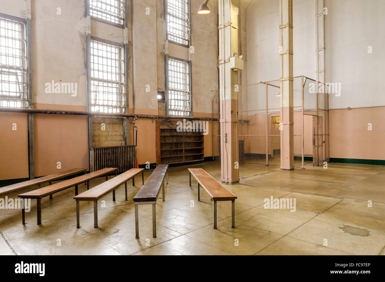 The Library inside the cellhouse, Block D on Alcatraz Penitentiary ...