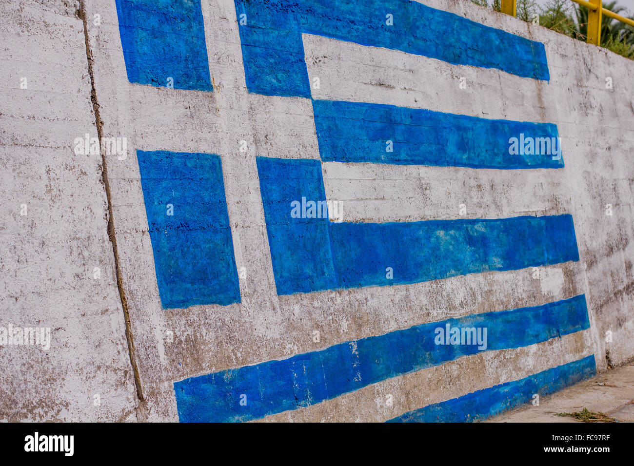Greek flag, painted on the wall Stock Photo - Alamy
