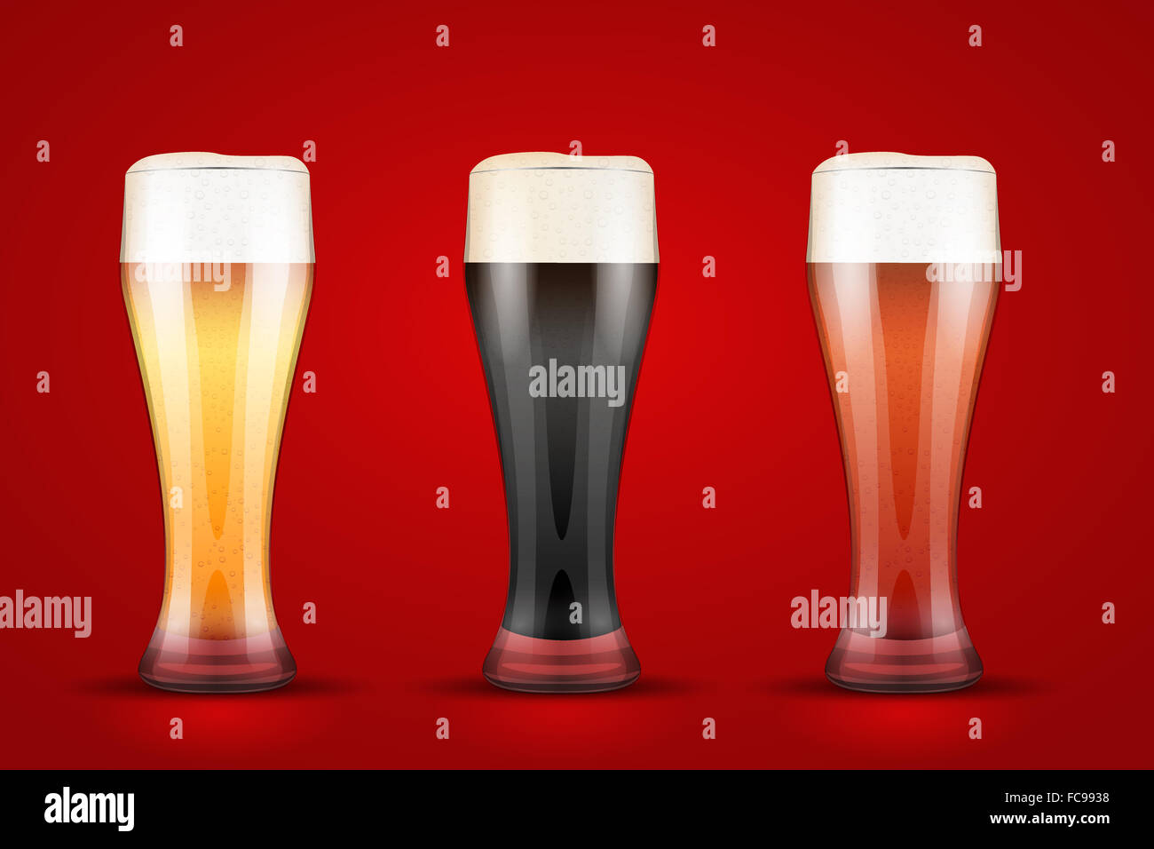 Beer glass with three brands Stock Photo - Alamy