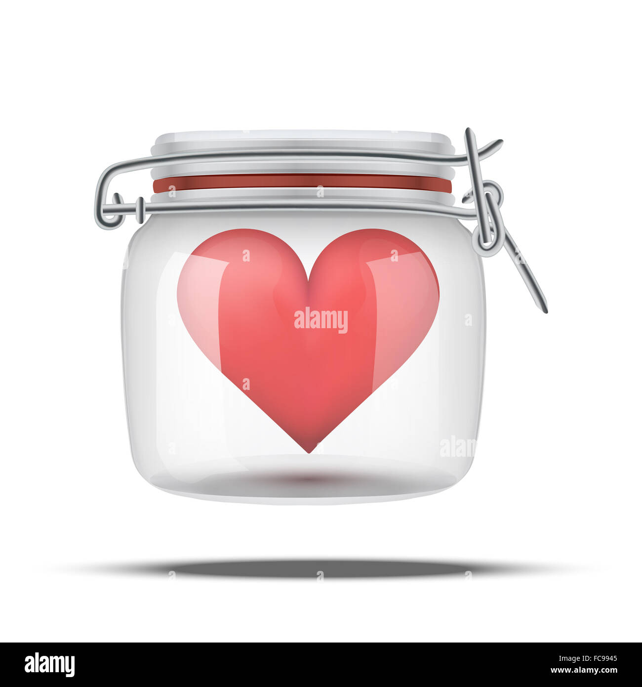 Red heart inside glass jar Stock Photo - Alamy