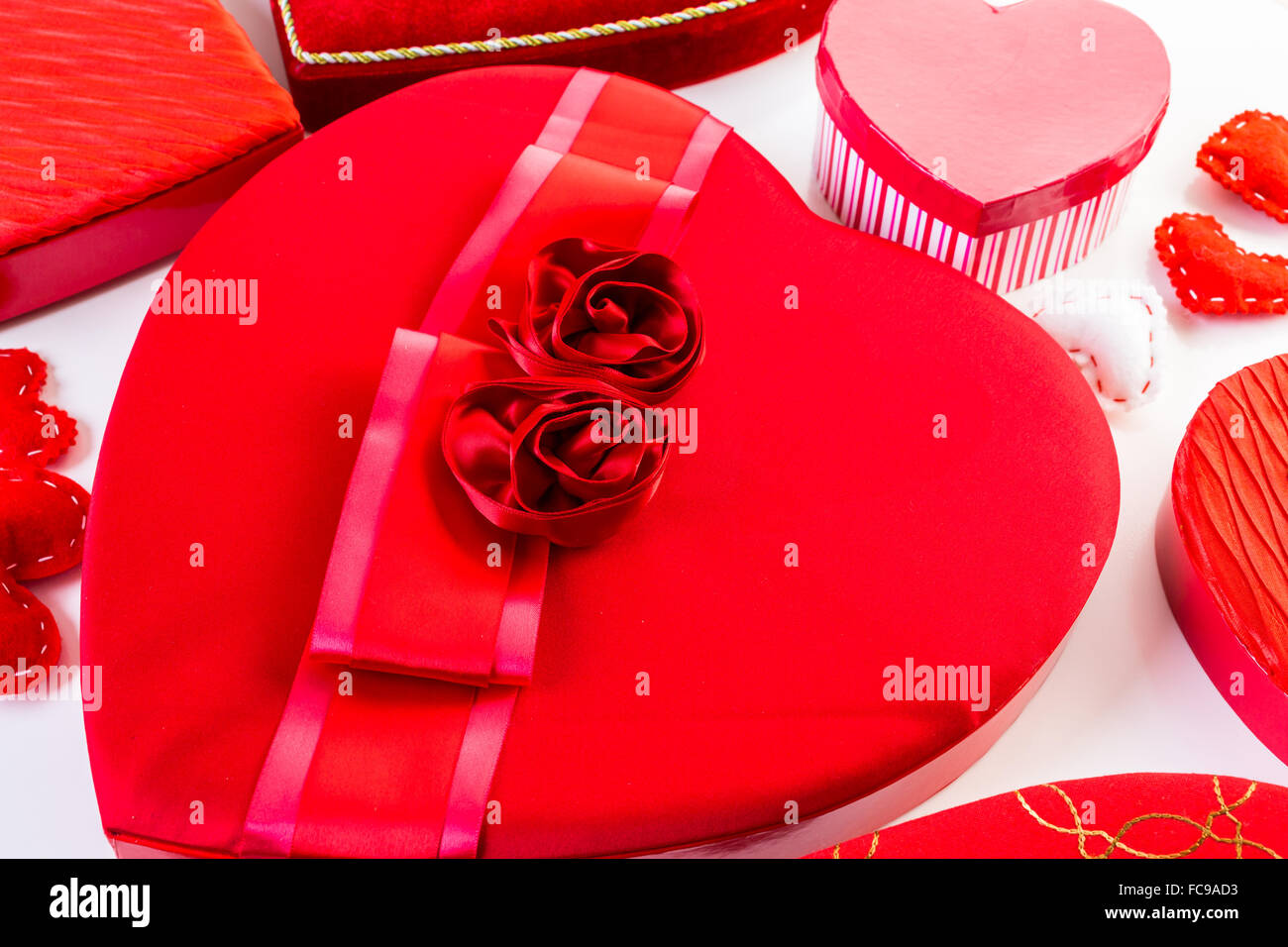 Heart chaped boxes with gourmet chocolate for Valentines Day Stock ...