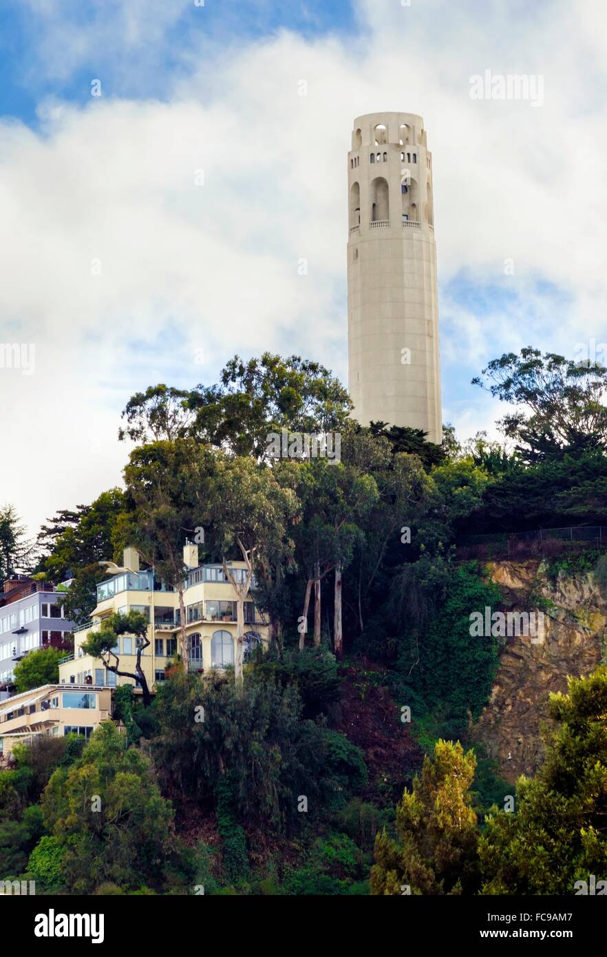 Coit Tower, aka the Lillian Coit Memorial Tower on Telegraph Hill ...