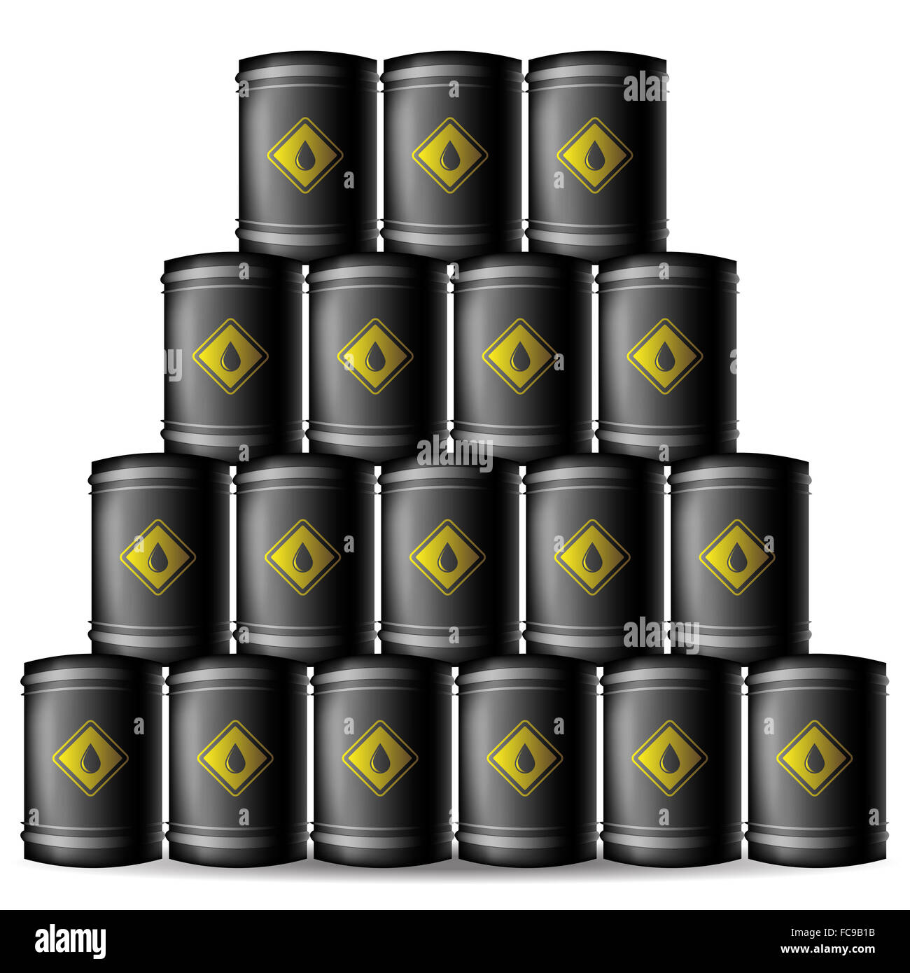 Set of Black Metal Oil Barrels Stock Photo - Alamy