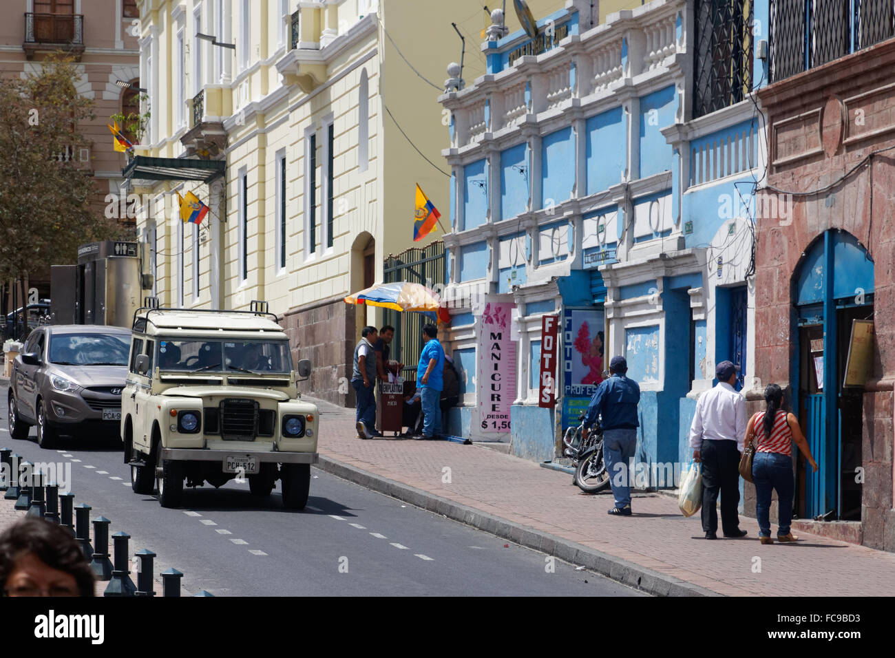 Street view in Old Town, Quito, Ecuador Stock Photo - Alamy