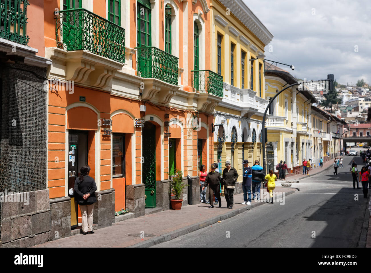 Street view in Old Town, Quito, Ecuador Stock Photo - Alamy