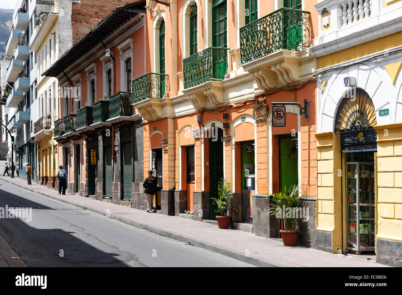 Street view in Old Town, Quito, Ecuador Stock Photo - Alamy