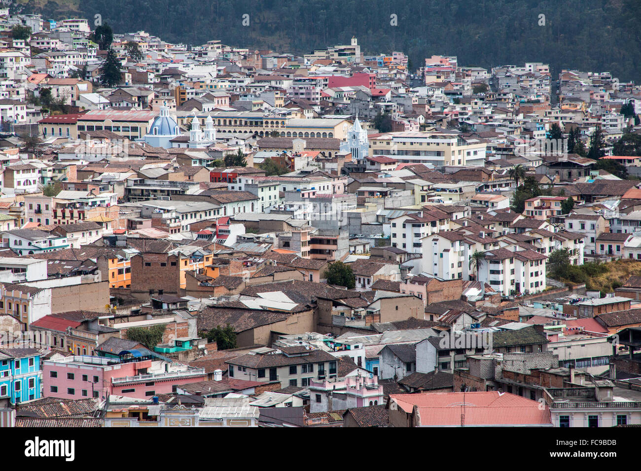 Panoramic view of Quito, Ecuador from the Basílica del Voto Nacional ...