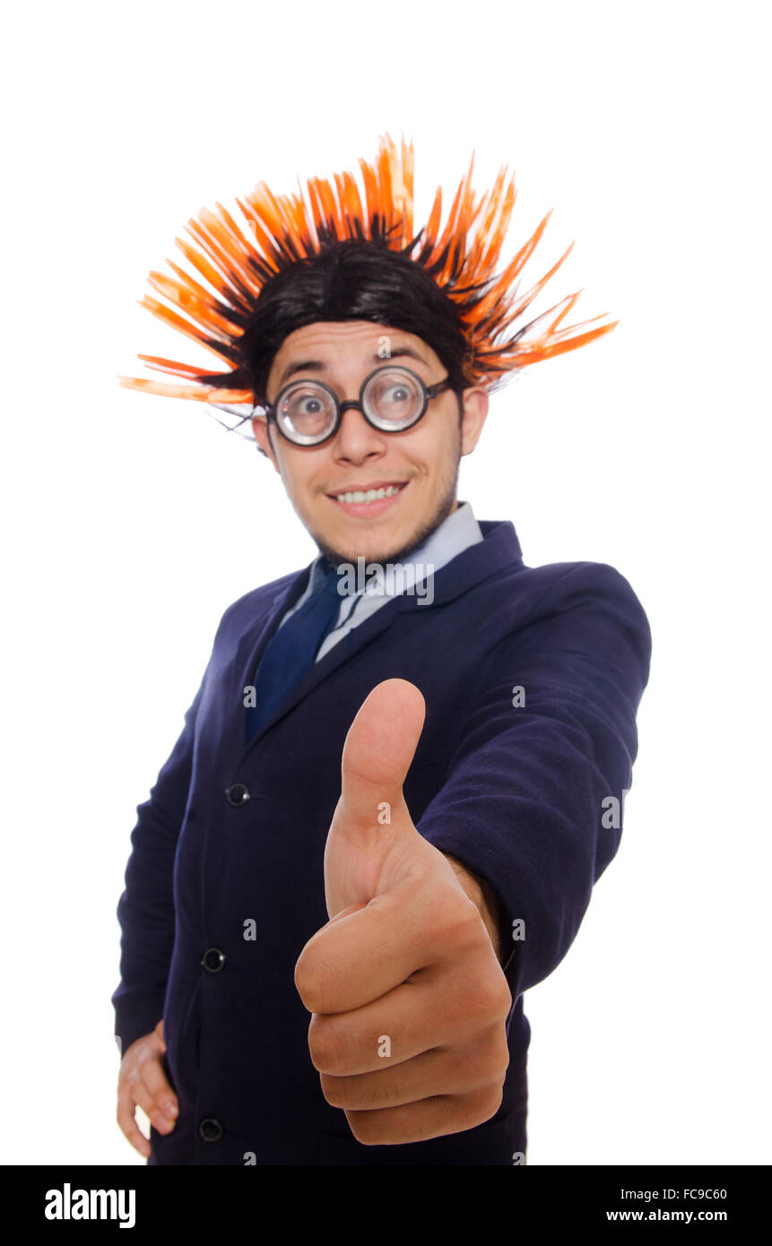Funny man with mohawk hairstyle Stock Photo - Alamy
