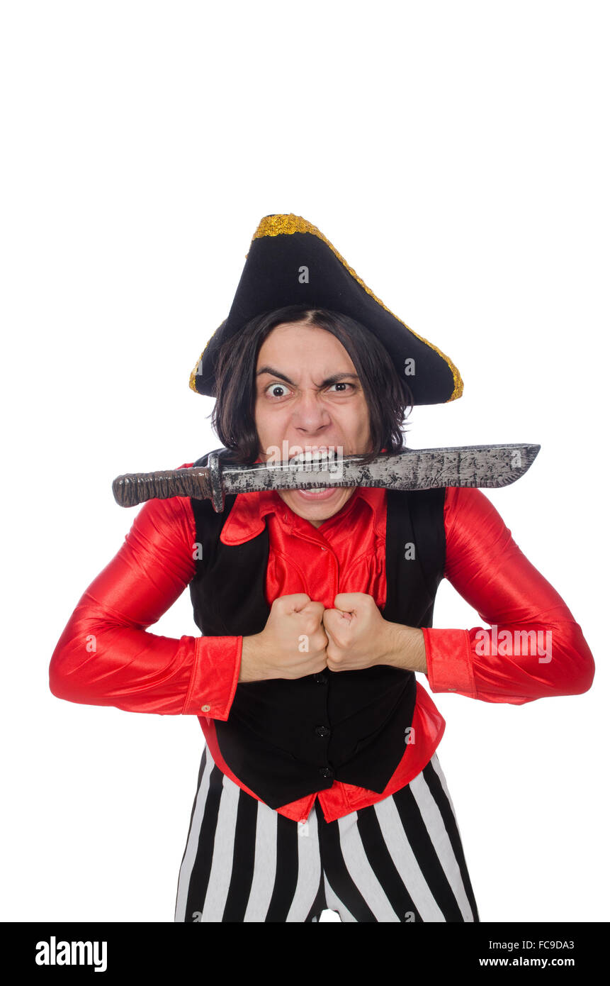 Funny pirate isolated on the white Stock Photo - Alamy
