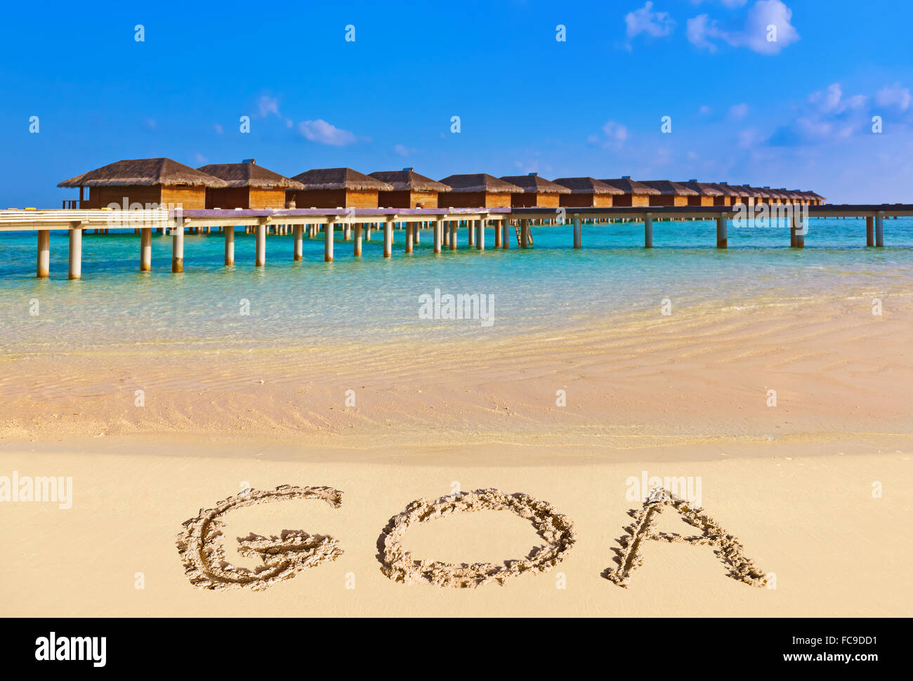 Word Goa on beach Stock Photo - Alamy