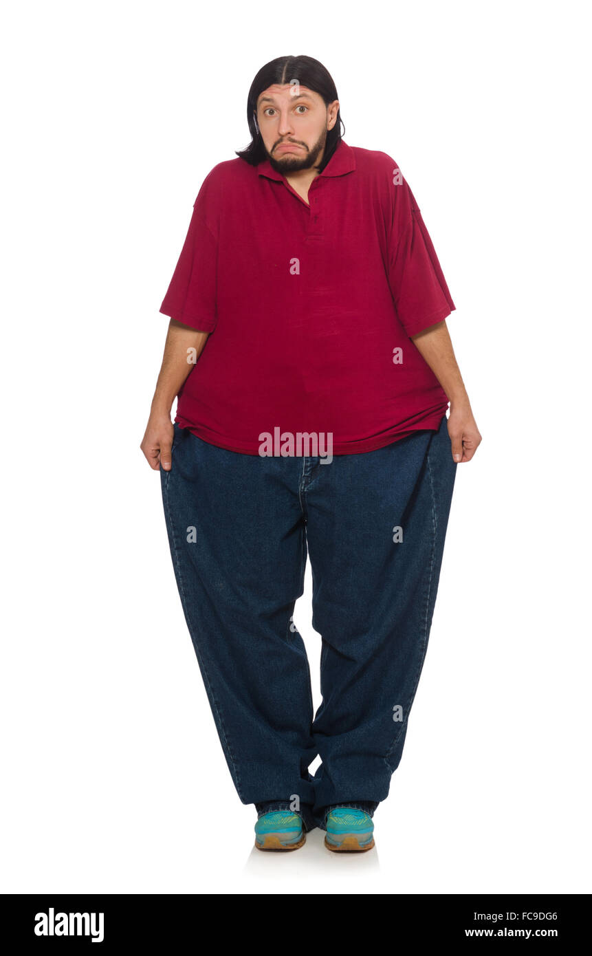 Overweight man isolated on the white Stock Photo - Alamy
