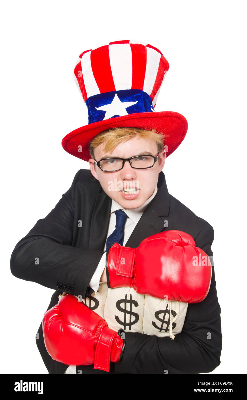Man wearing hat with american symbols Stock Photo - Alamy