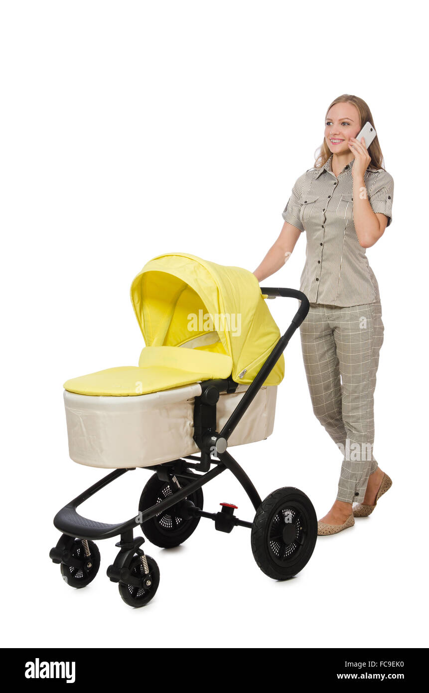 Woman pushing pram phone hi-res stock photography and images - Alamy