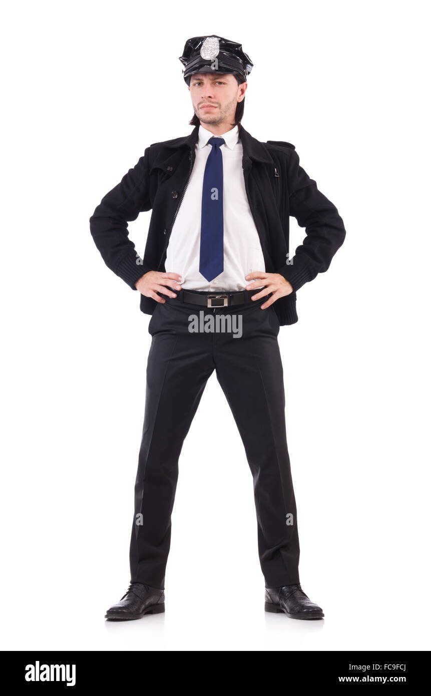 Police officer isolated on white Stock Photo - Alamy