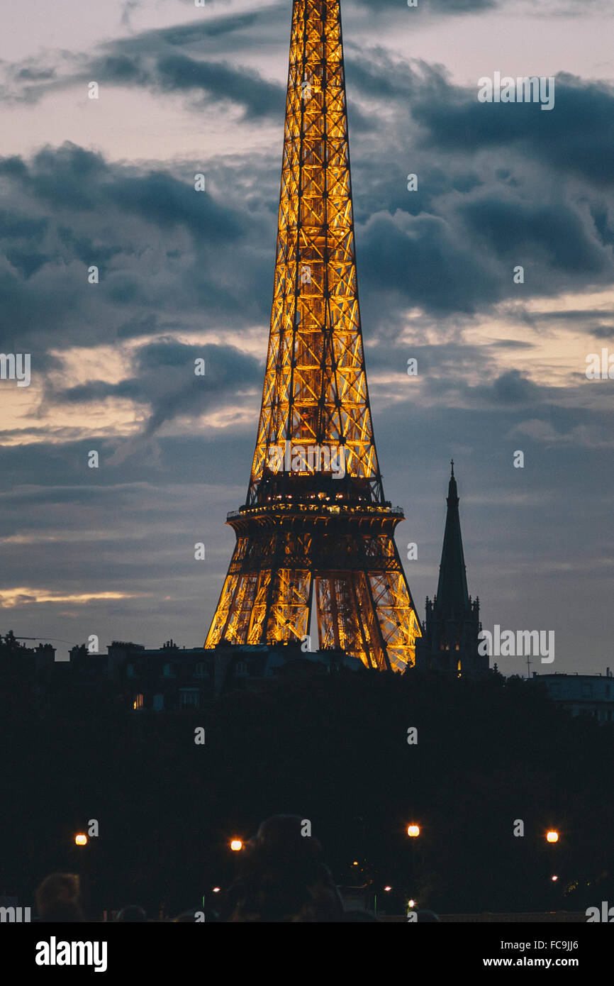 The bridge of Alexander III in Paris has views of the Eiffel Tower ...