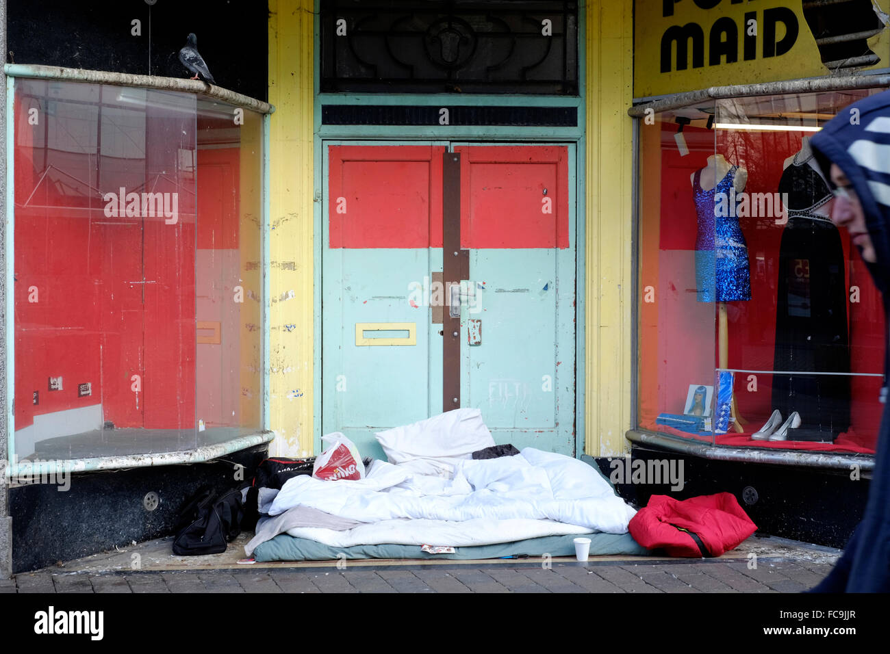 sleeping bags and blankets of homeless people stake out there patch in ...