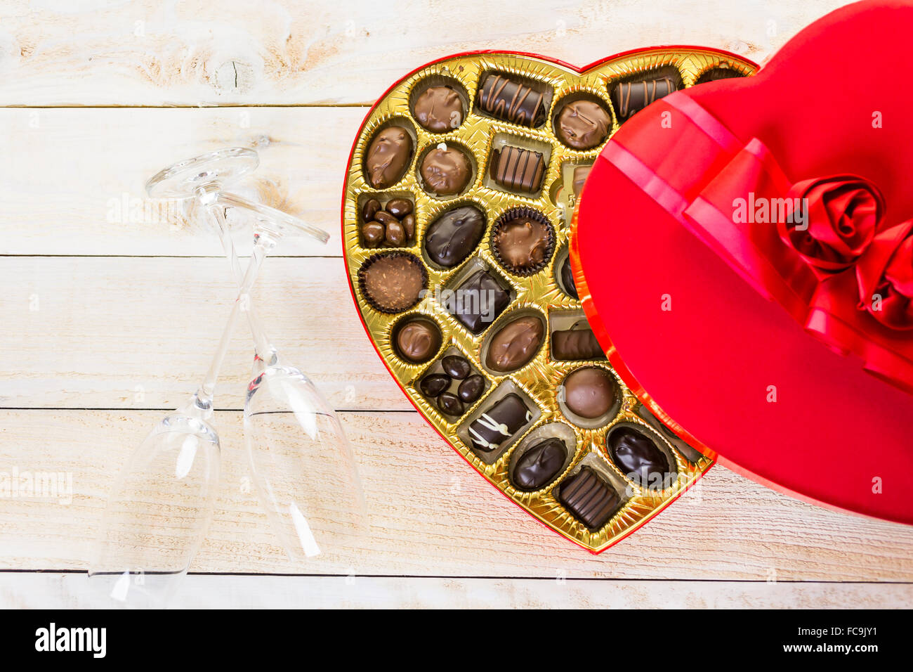 Heart chaped boxes with gourmet chocolate for Valentines Day Stock ...