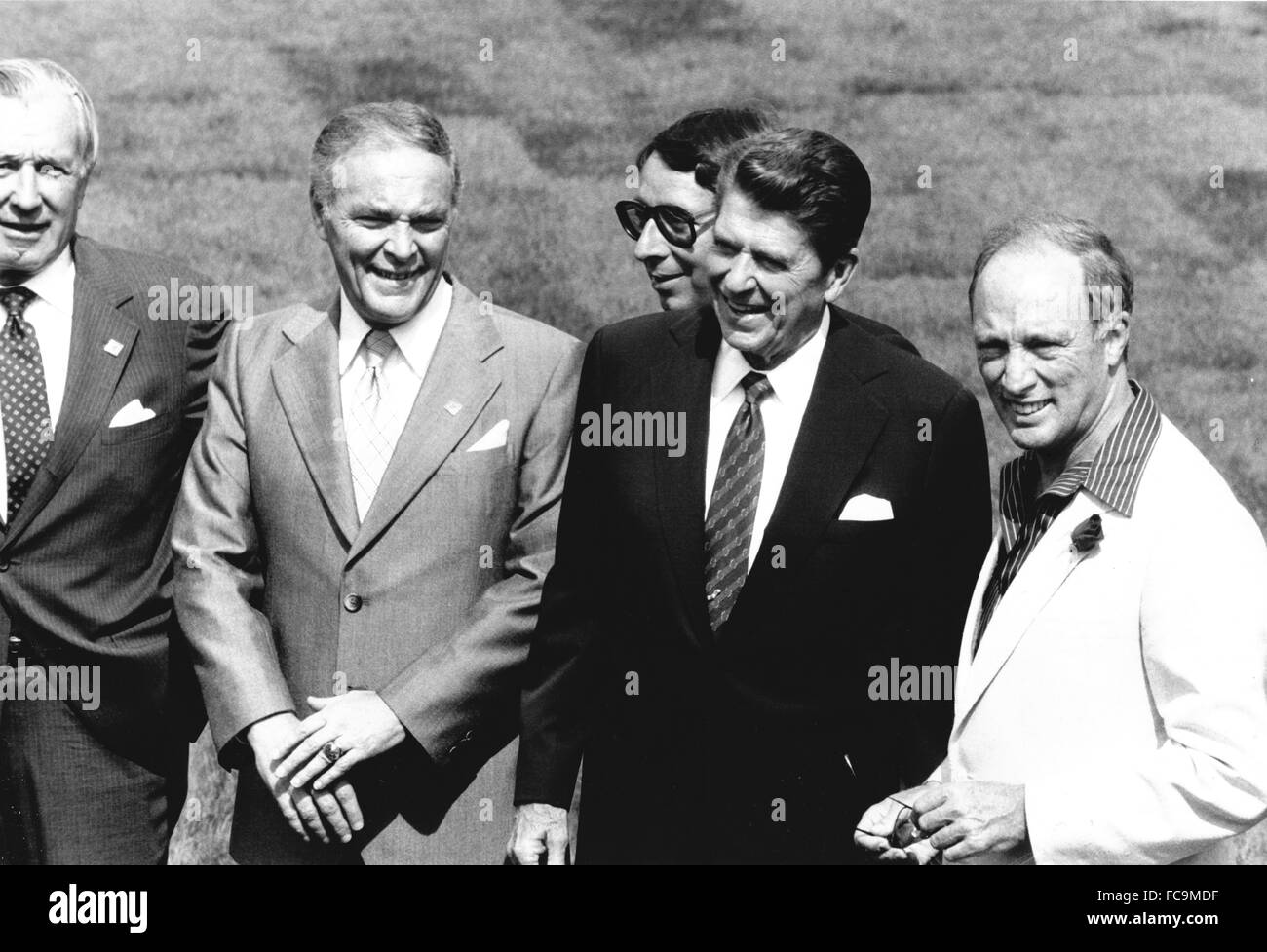 United States President Ronald Reagan, second right, and Prime Minister ...
