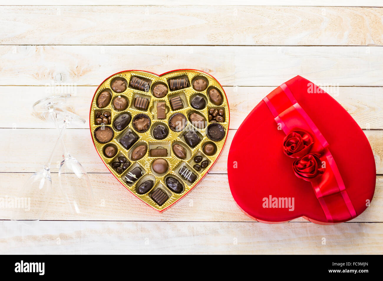 Heart chaped boxes with gourmet chocolate for Valentines Day Stock ...