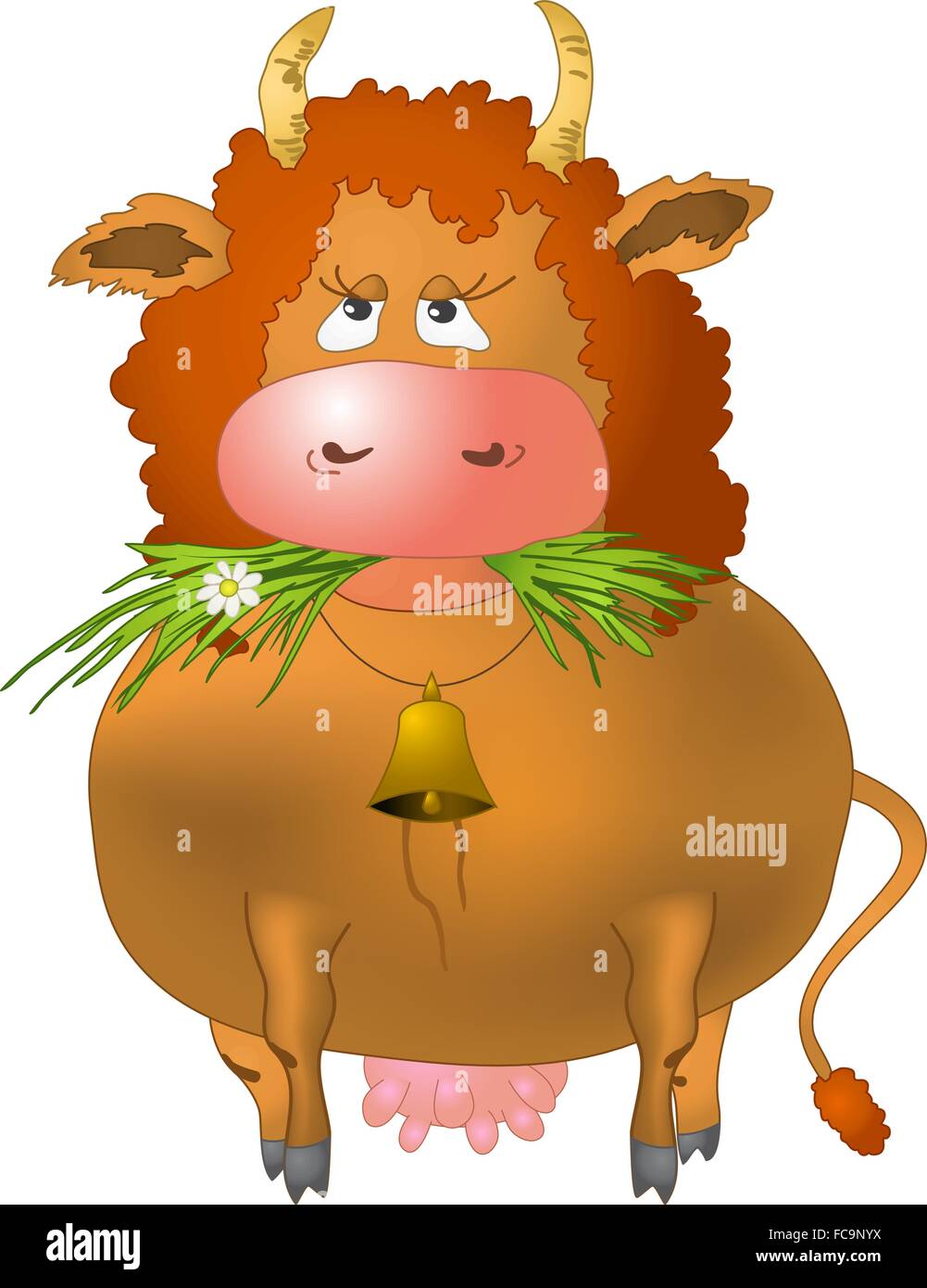 Red cow eats grass Stock Vector Image & Art - Alamy
