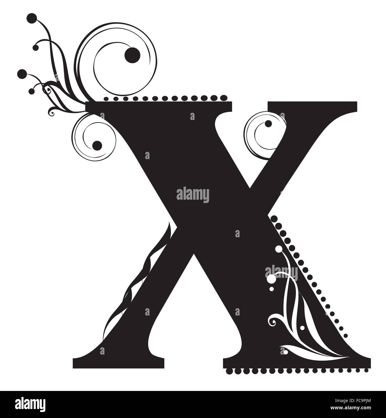 Letter x black flower alphabet hi-res stock photography and images - Alamy
