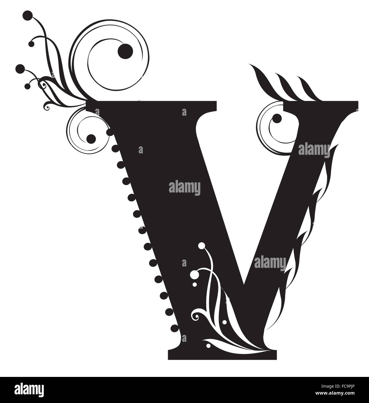 Floral font letter v Cut Out Stock Images & Pictures - Alamy