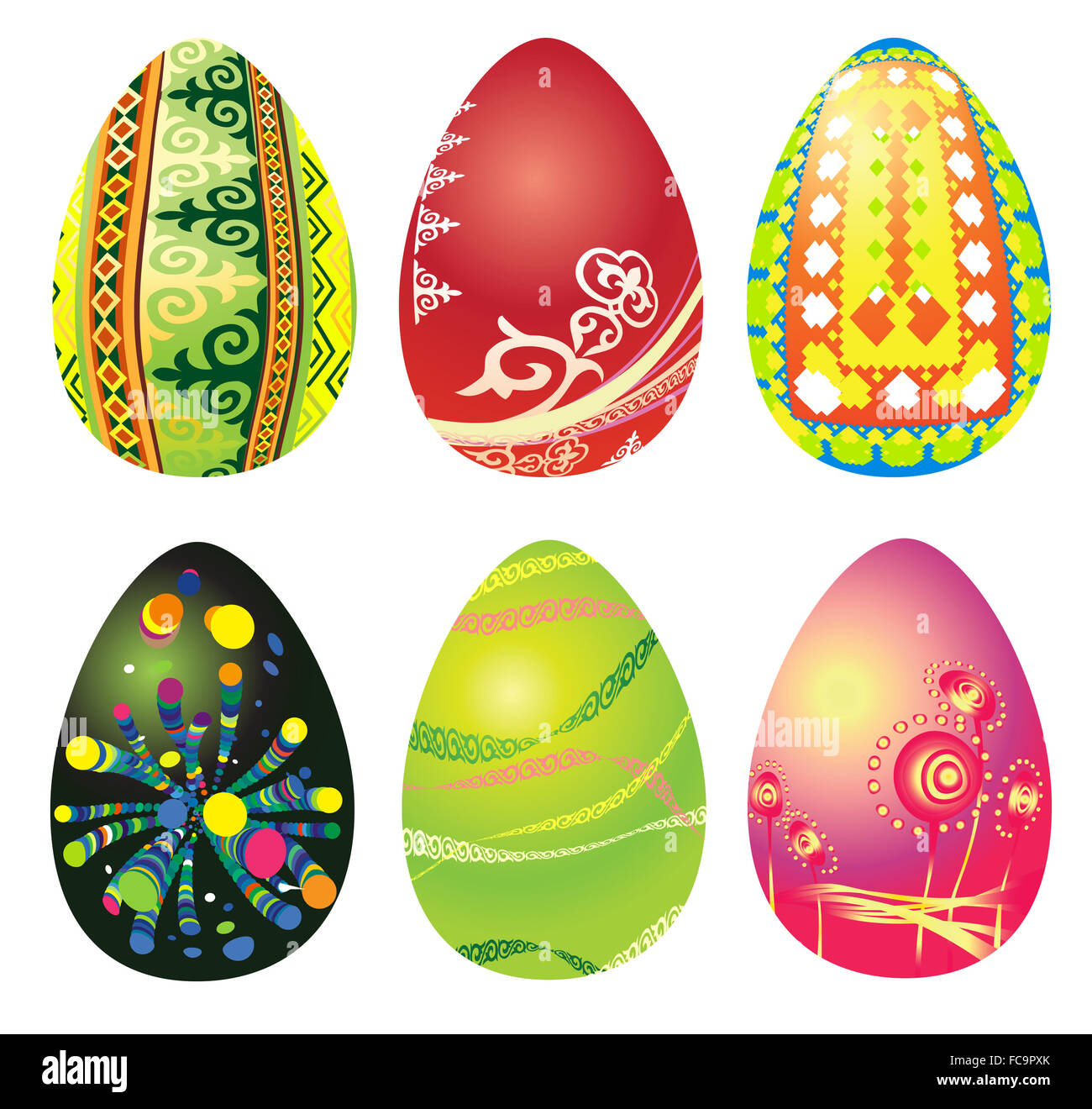 Set of six Easter eggs Stock Photo - Alamy