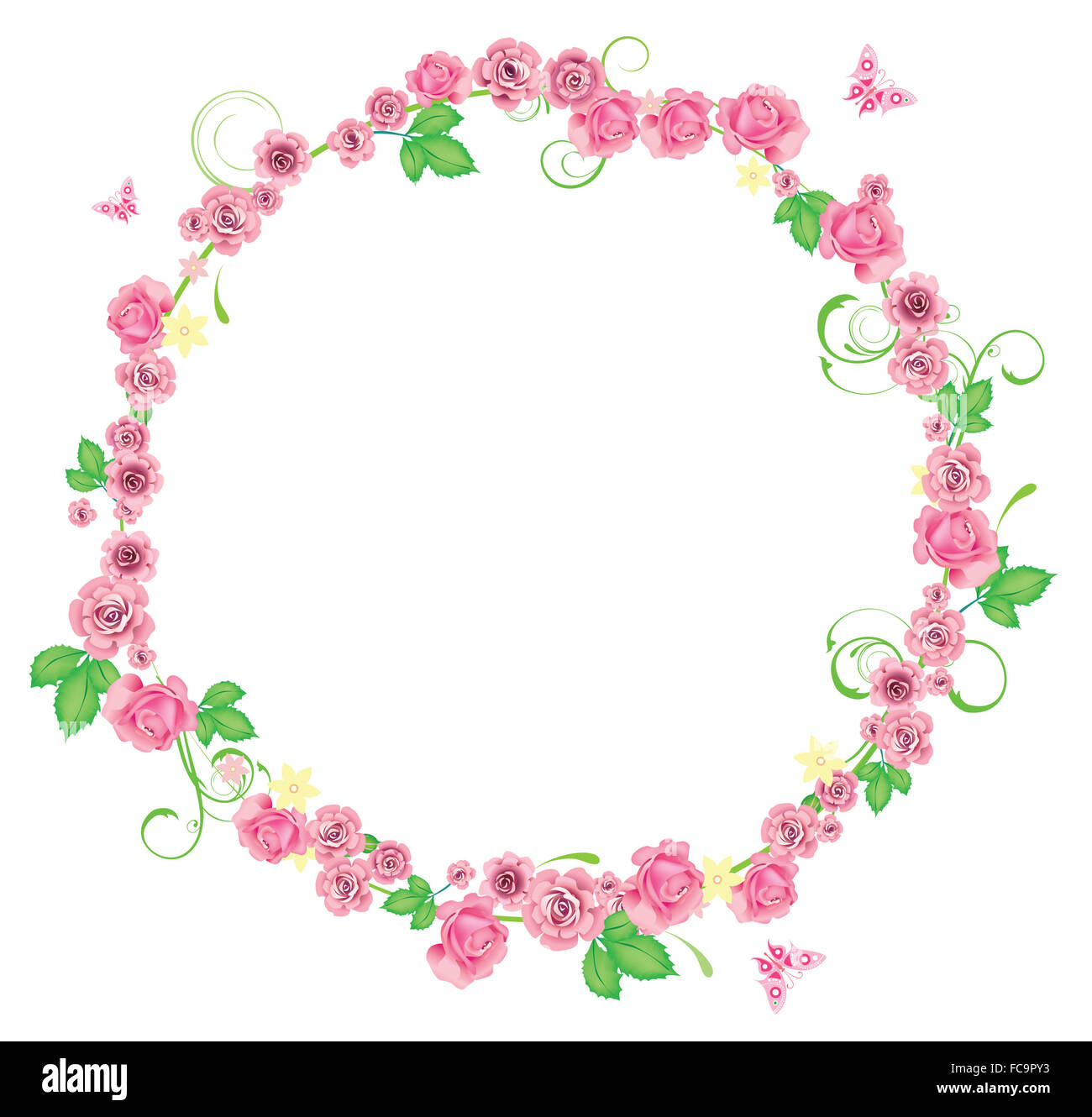 Vector roses heart frame Cut Out Stock Images & Pictures - Alamy