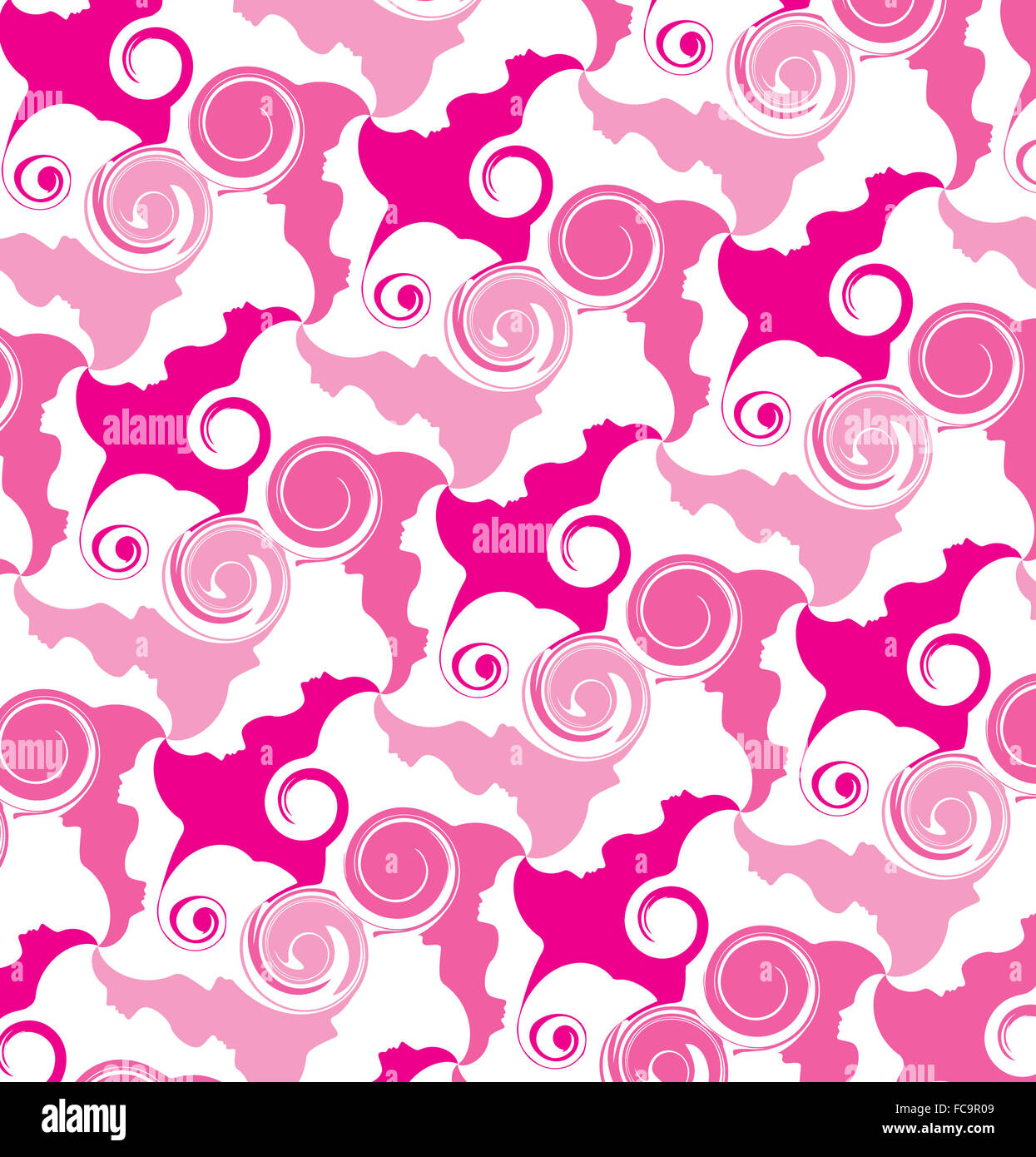 Vector pattern with women's faces Stock Photo - Alamy