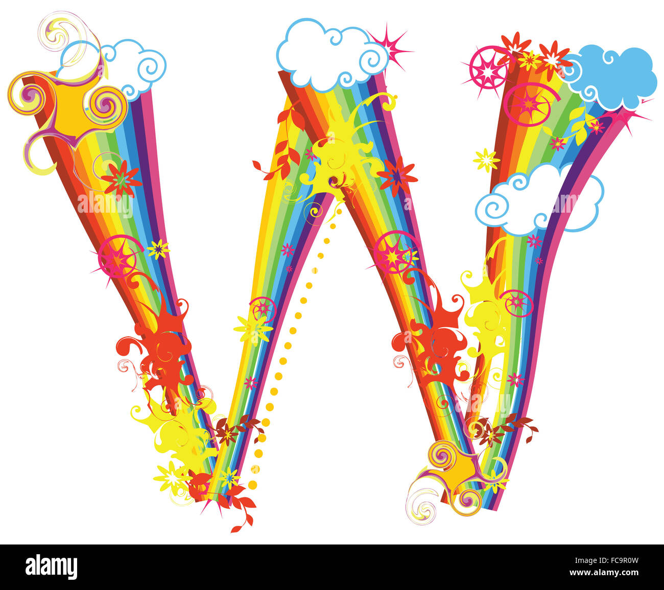 Rainbow letter W Stock Photo - Alamy