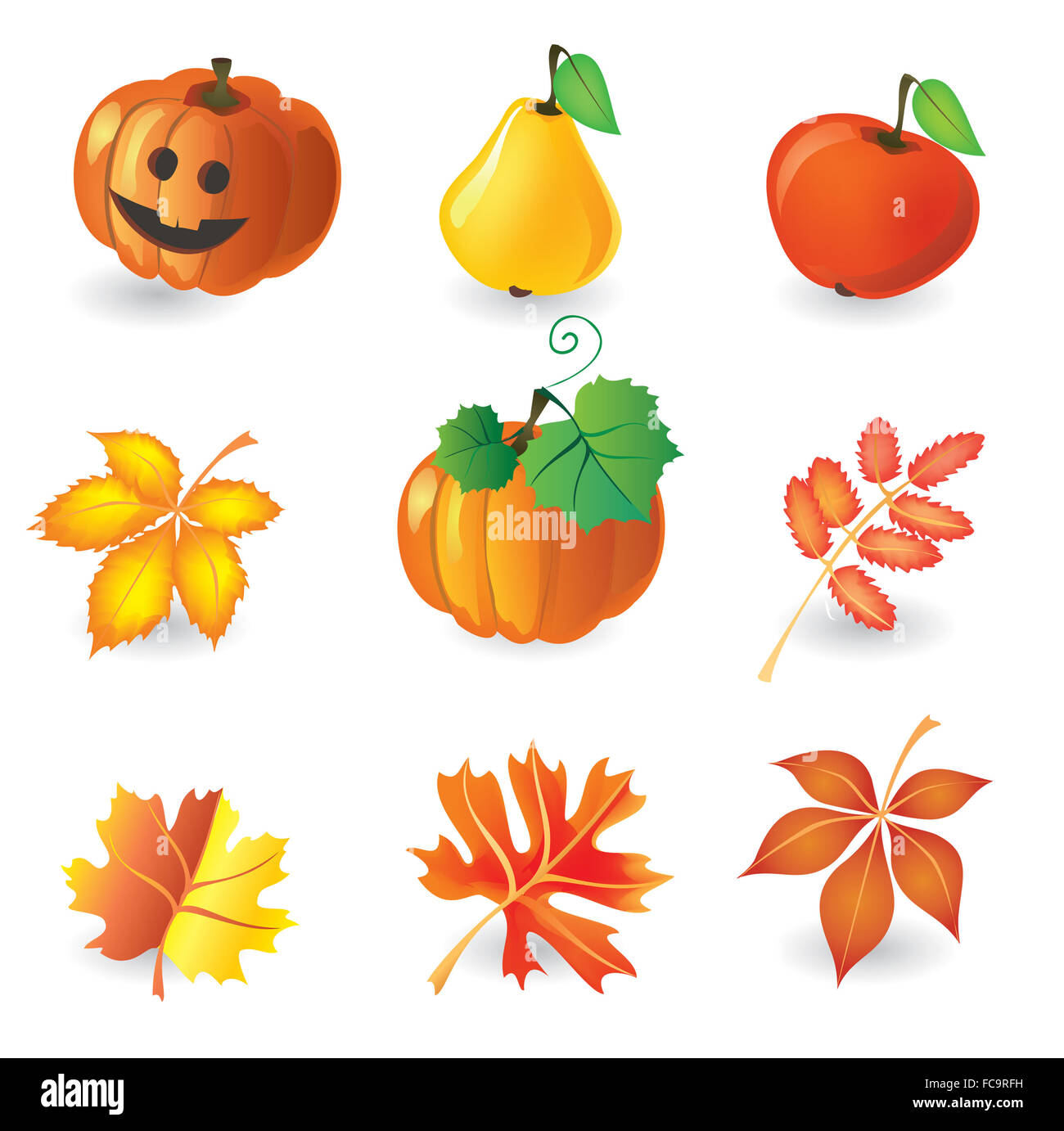 Set of autumn icons Stock Photo - Alamy