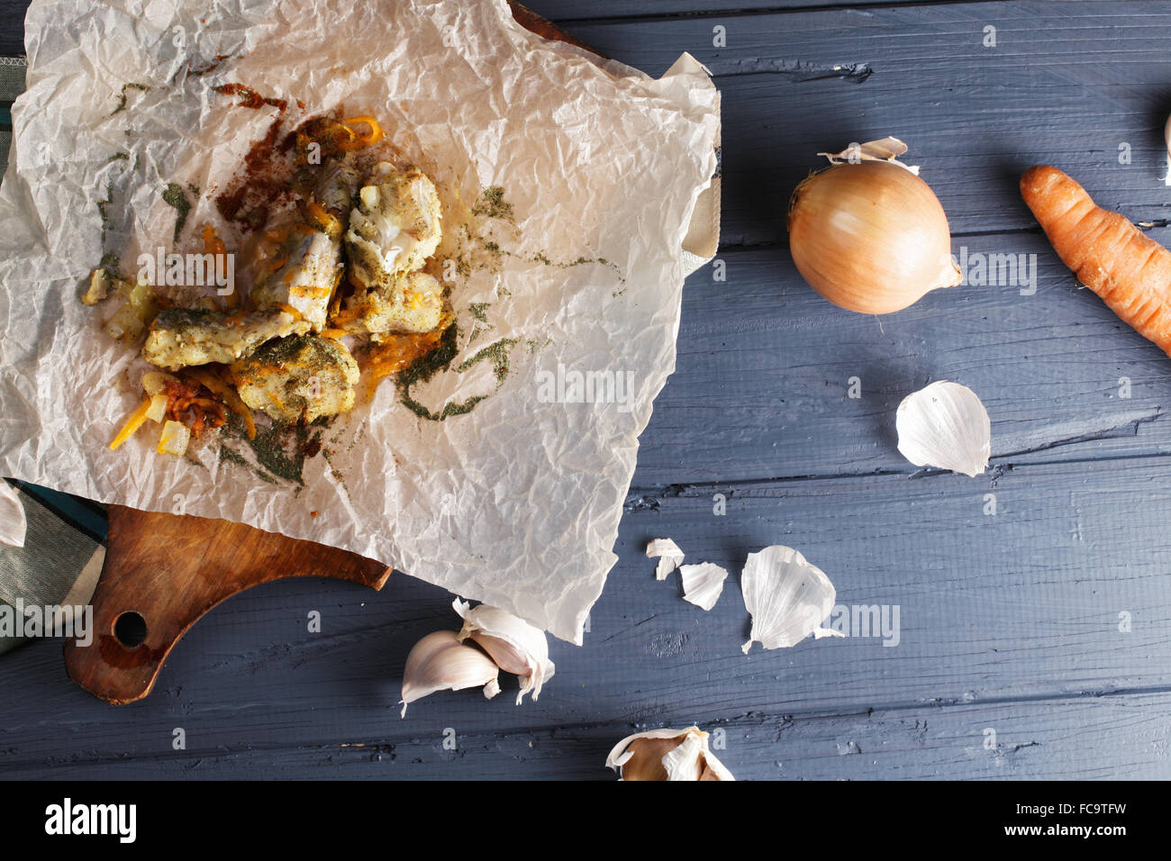 Fried pollock above view Stock Photo - Alamy