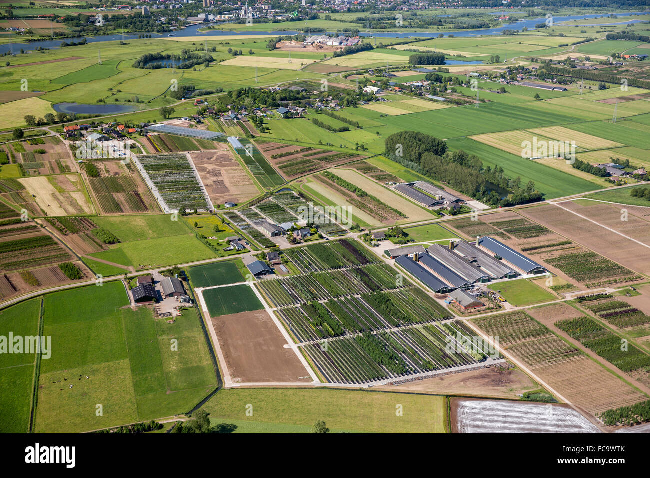 Netherlands, Opheusden, Chicken farms, Horticulture. Aerial Stock Photo ...