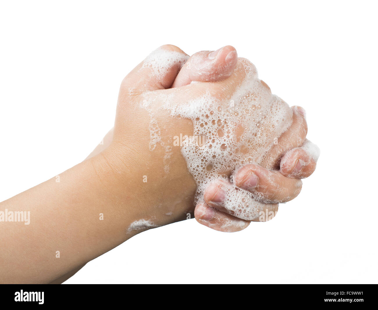 Lathered hands and soap Stock Photo - Alamy