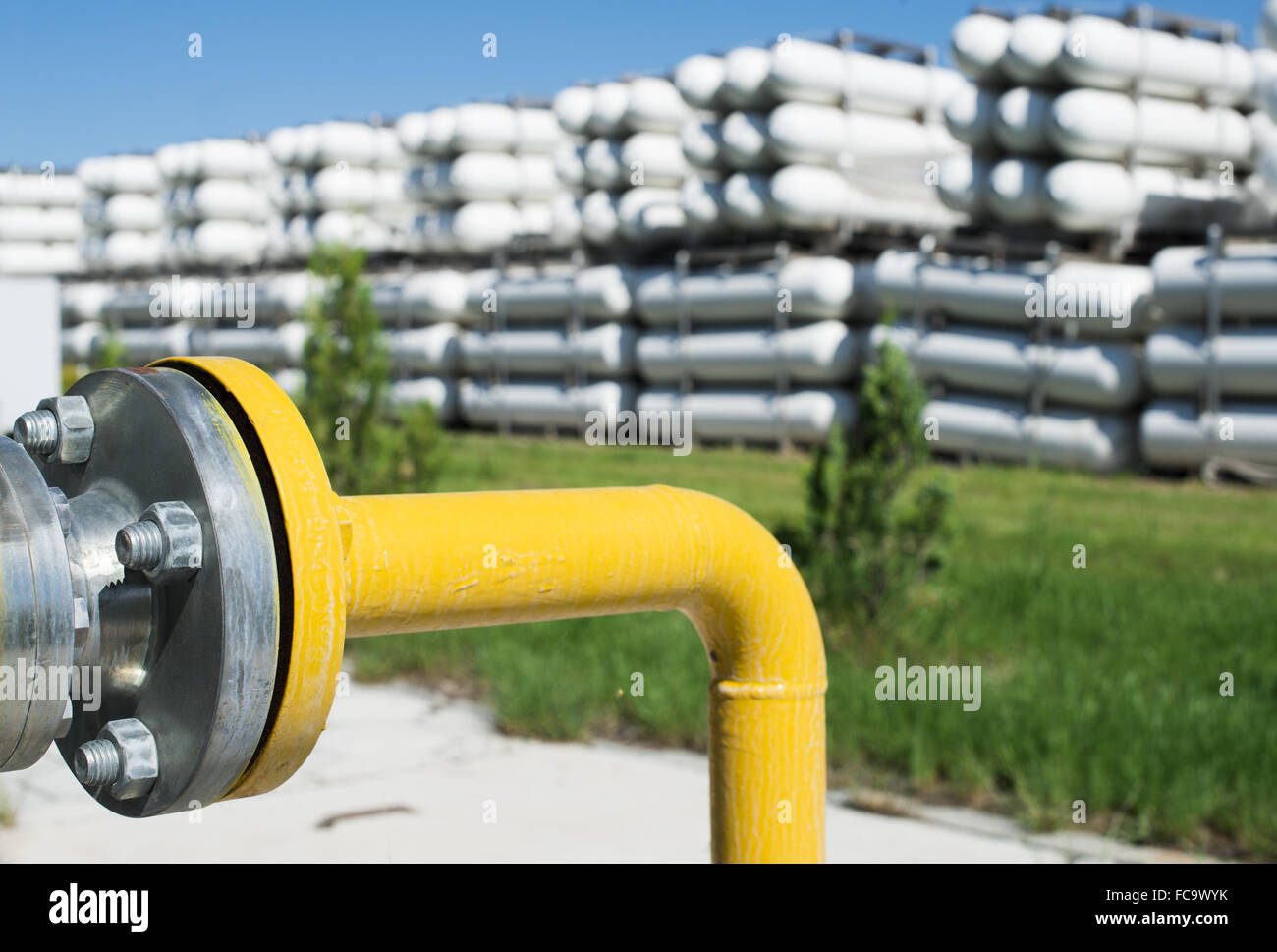 White industrial butan bottles Stock Photo - Alamy