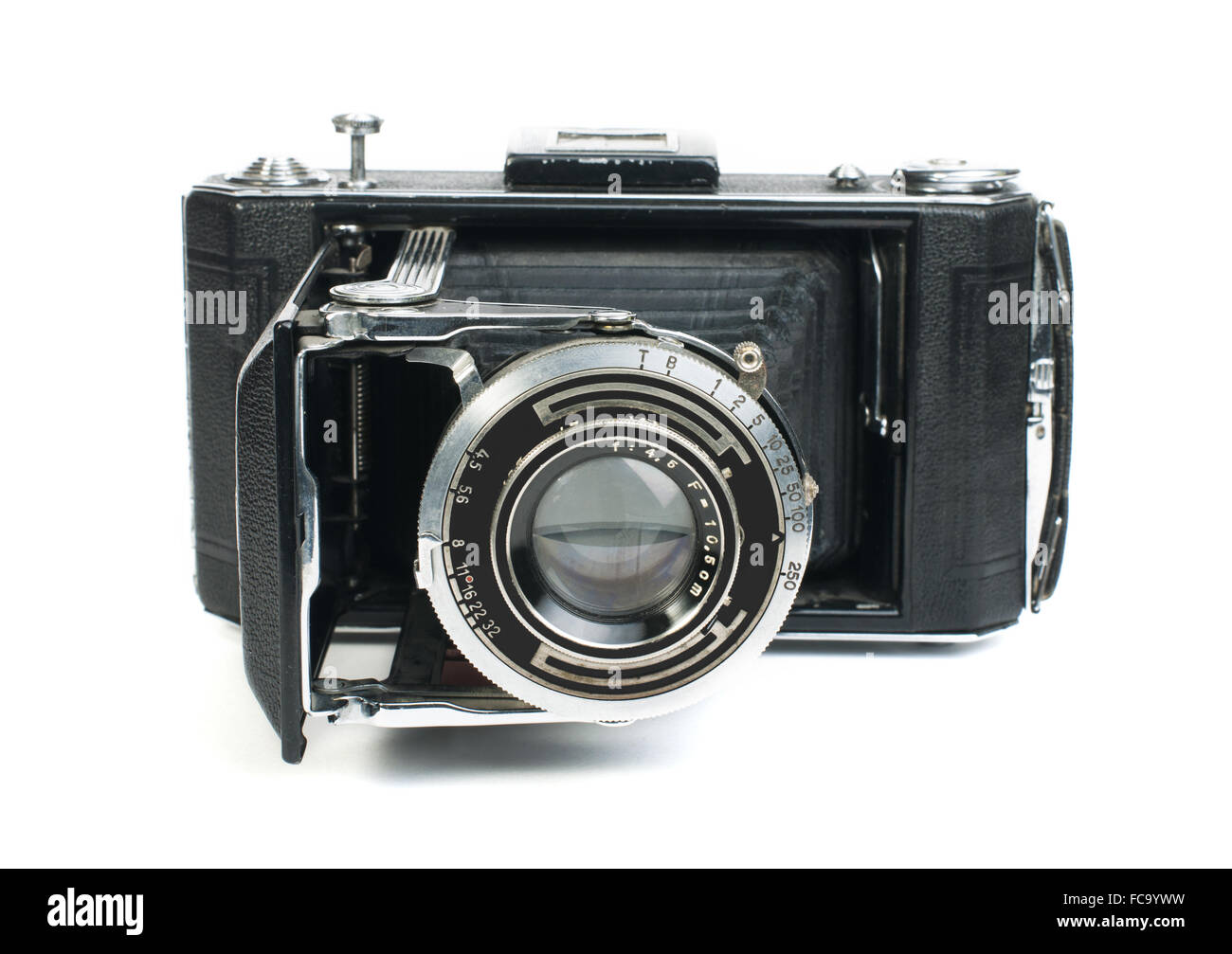 Old vintage camera white isolated Stock Photo - Alamy